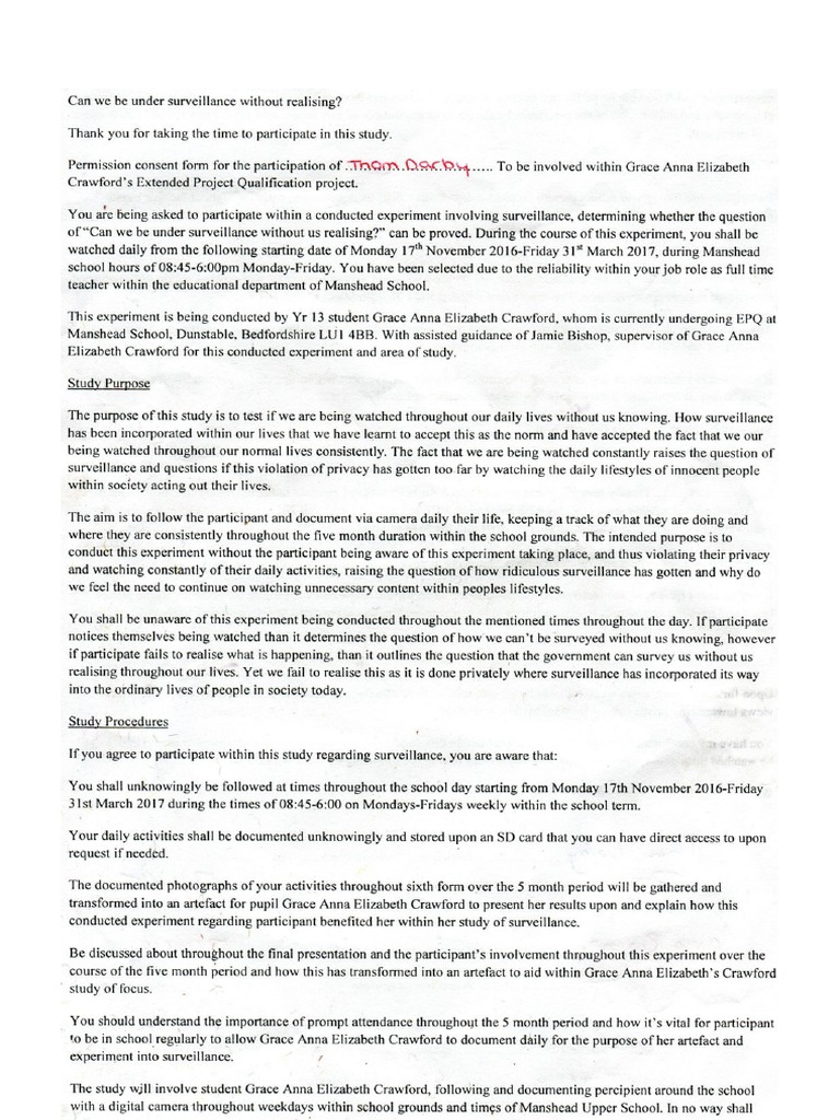 EPQ Permission Form | PDF