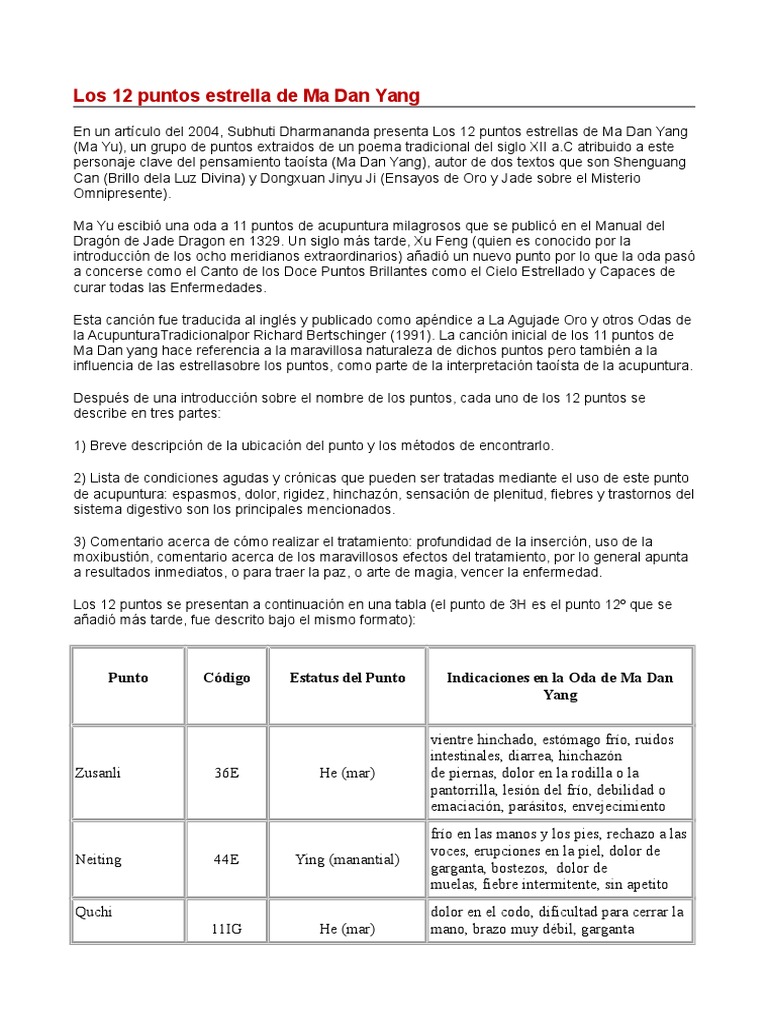 Los 12 Puntos Estrella de Ma Dan Yang | PDF | zen | Medicina