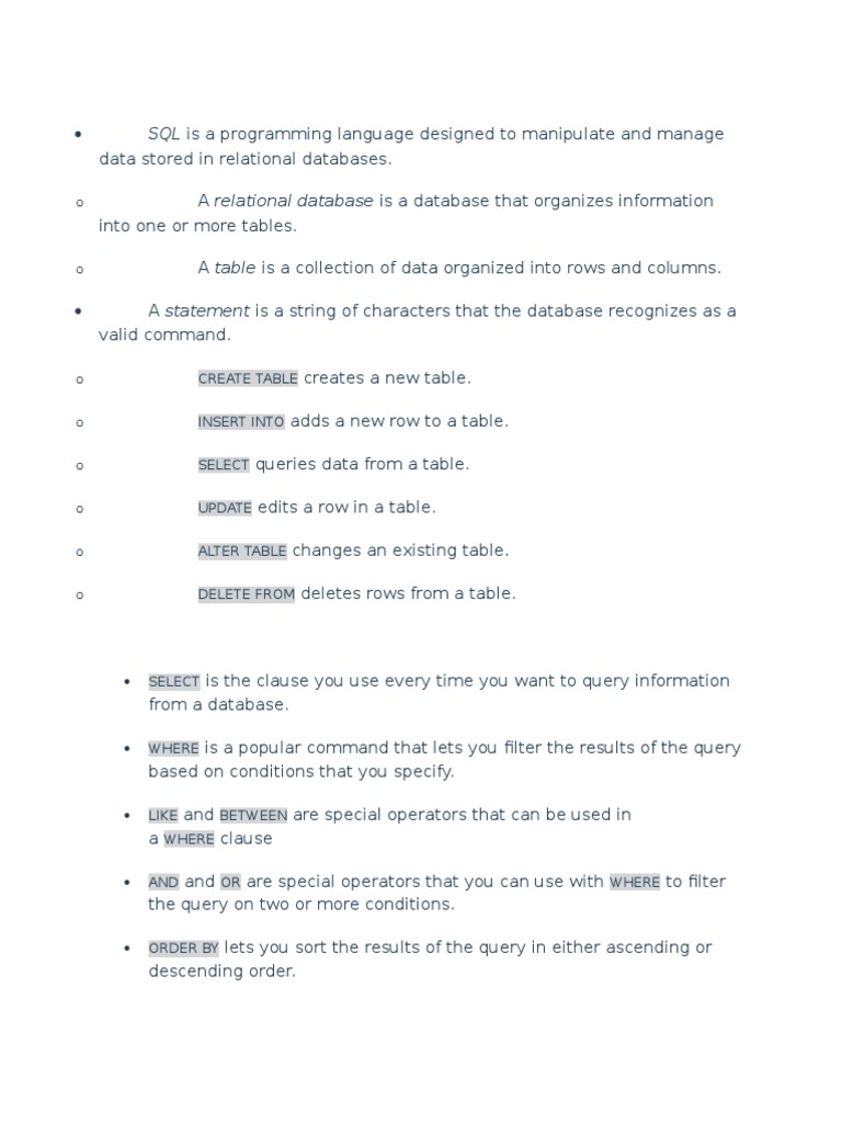 SQL Database Manipulation Language | PDF