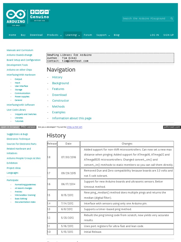 Playground Arduino CC Code NewPing | Download Free PDF | Arduino | Areas Of Computer Science