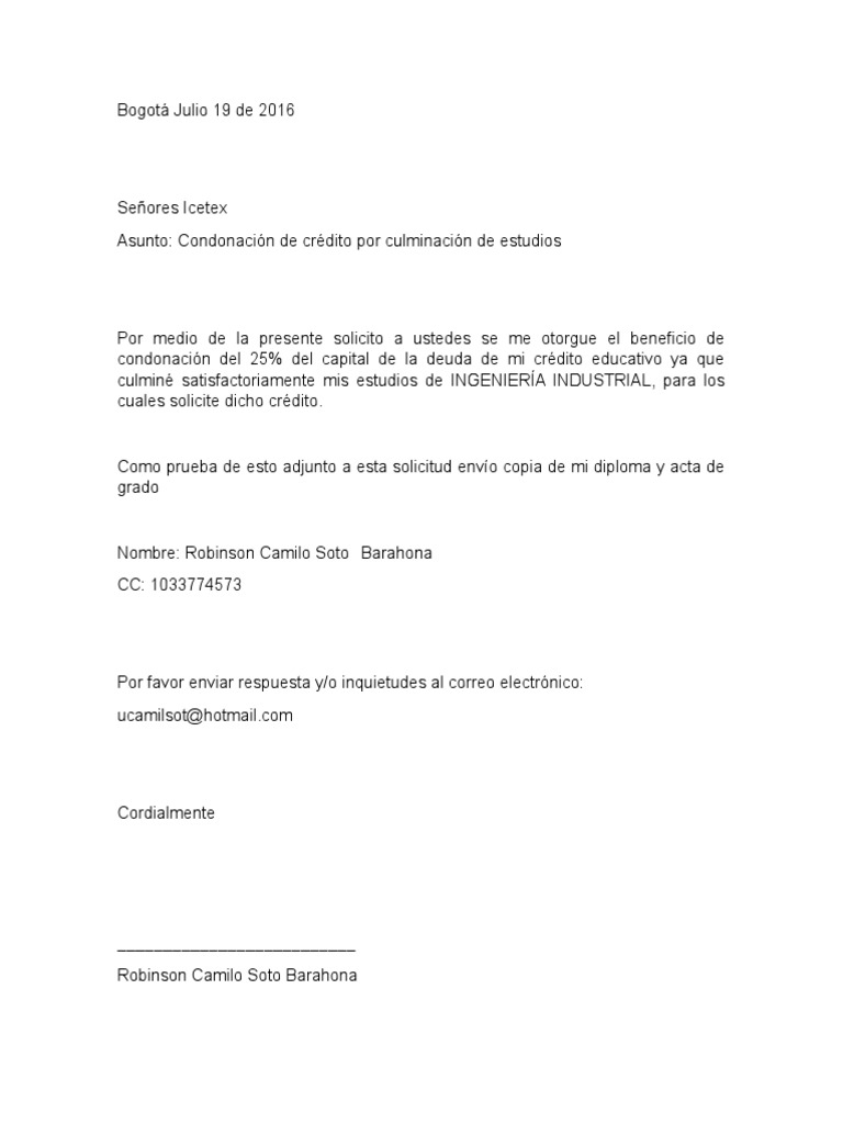 Modelo Carta Icetex | PDF