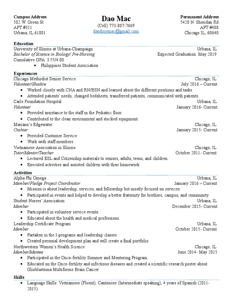 Dao Mac Resume | PDF
