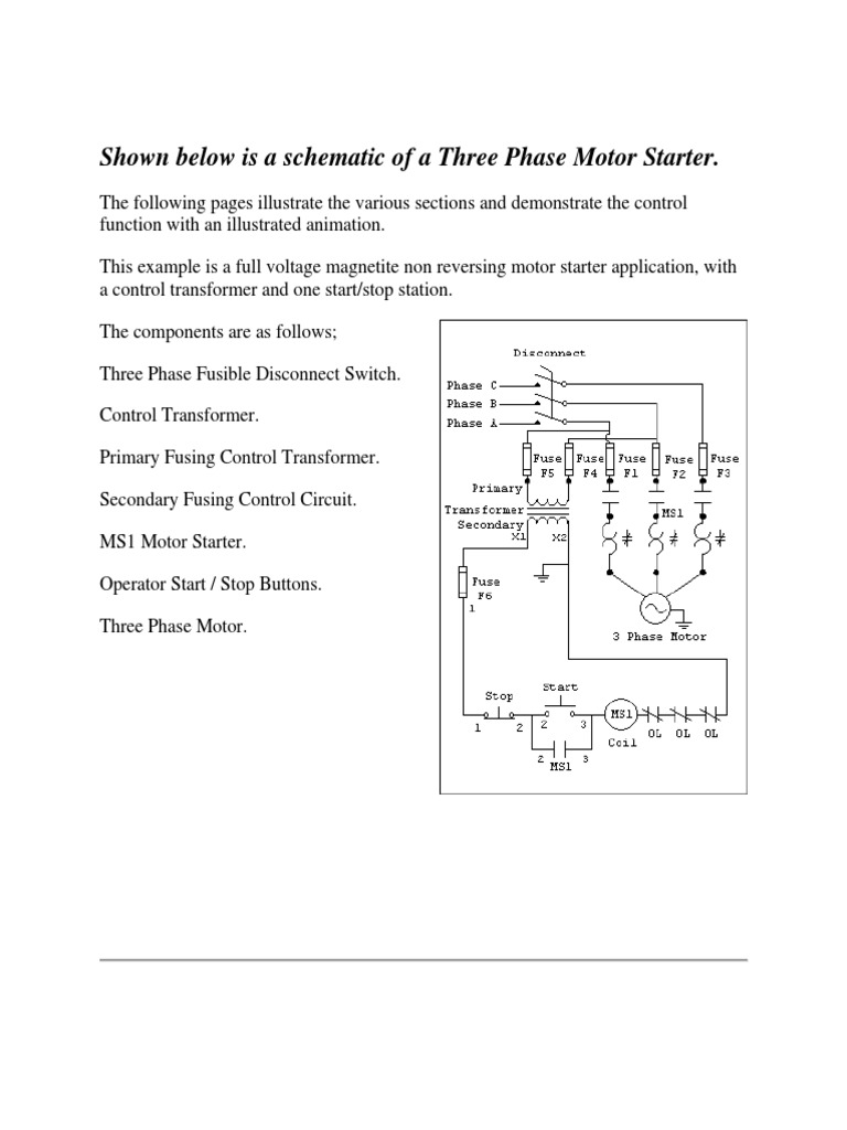 Three Phase Motor Starter Design | PDF | Fuse (Electrical) | Transformer