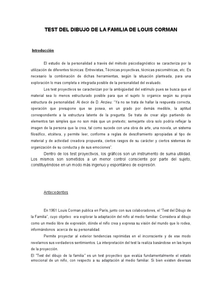 Test Del Dibujo de La Familia de Louis Corman | PDF | Dibujo | Lápiz