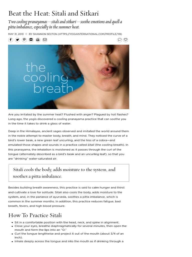Beat The Heat - Sitali and Sitkari - Yoga International | PDF | Asana ...