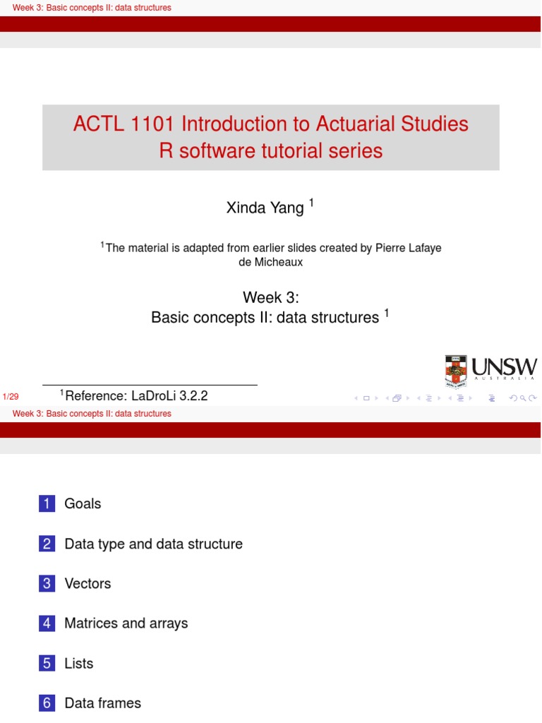 ACTL 1101 Introduction To Actuarial Studies R Software Tutorial Series | PDF | Matrix ...