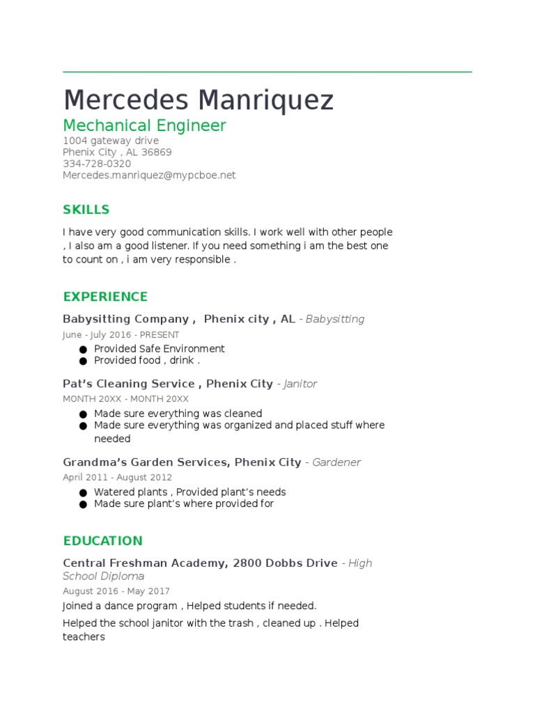 Mercedes Manriquez - Mechanical Engineer Resume | PDF