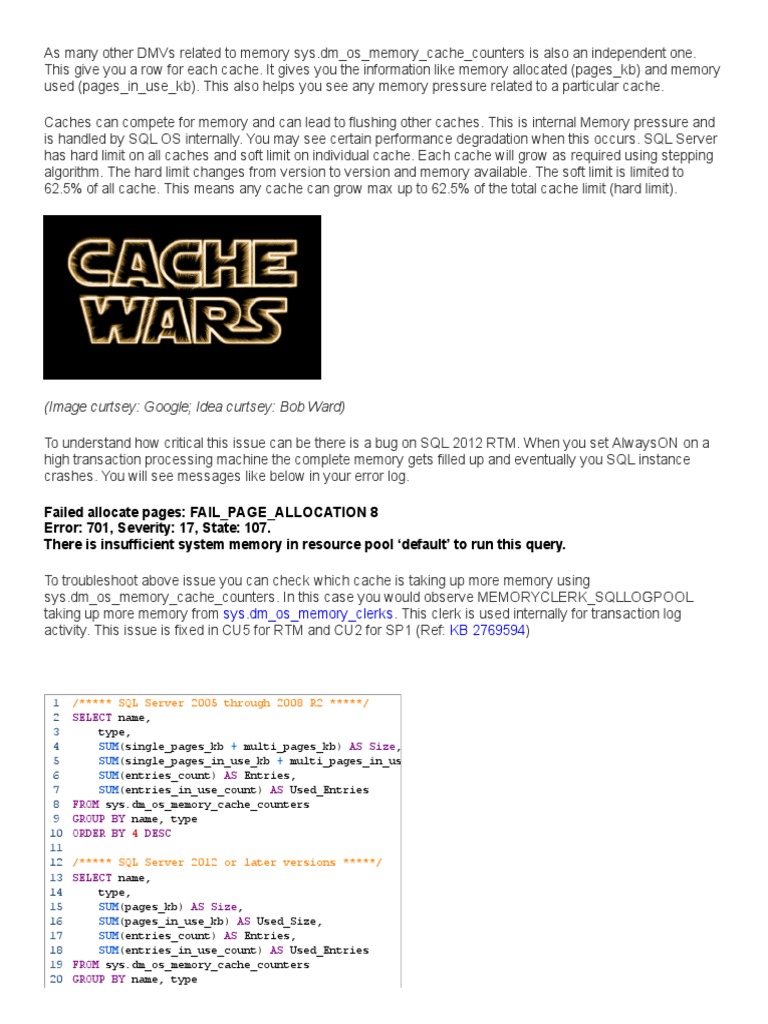 Sys DM Os Memory Cache Counters | PDF