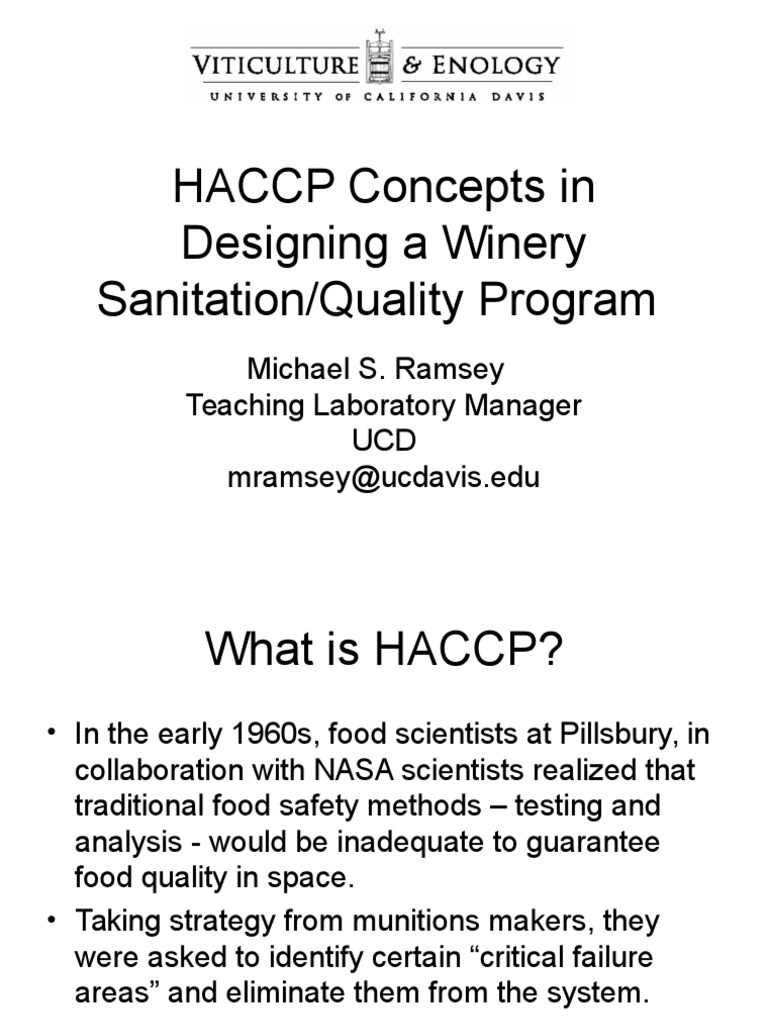 HACCP Guidelines for Winery Sanitation | PDF | Hazard Analysis And ...