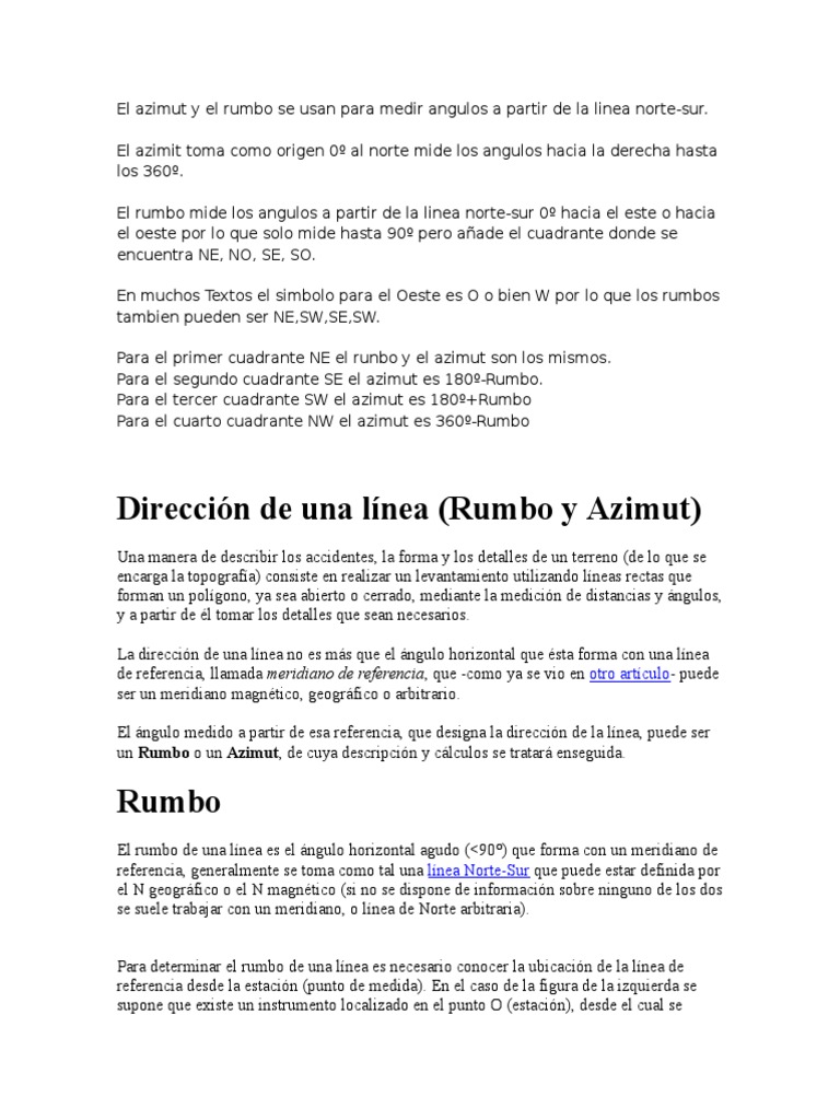 El Azimut y El Rumbo Se Usan para Medir Angulos A Partir de La Linea ...