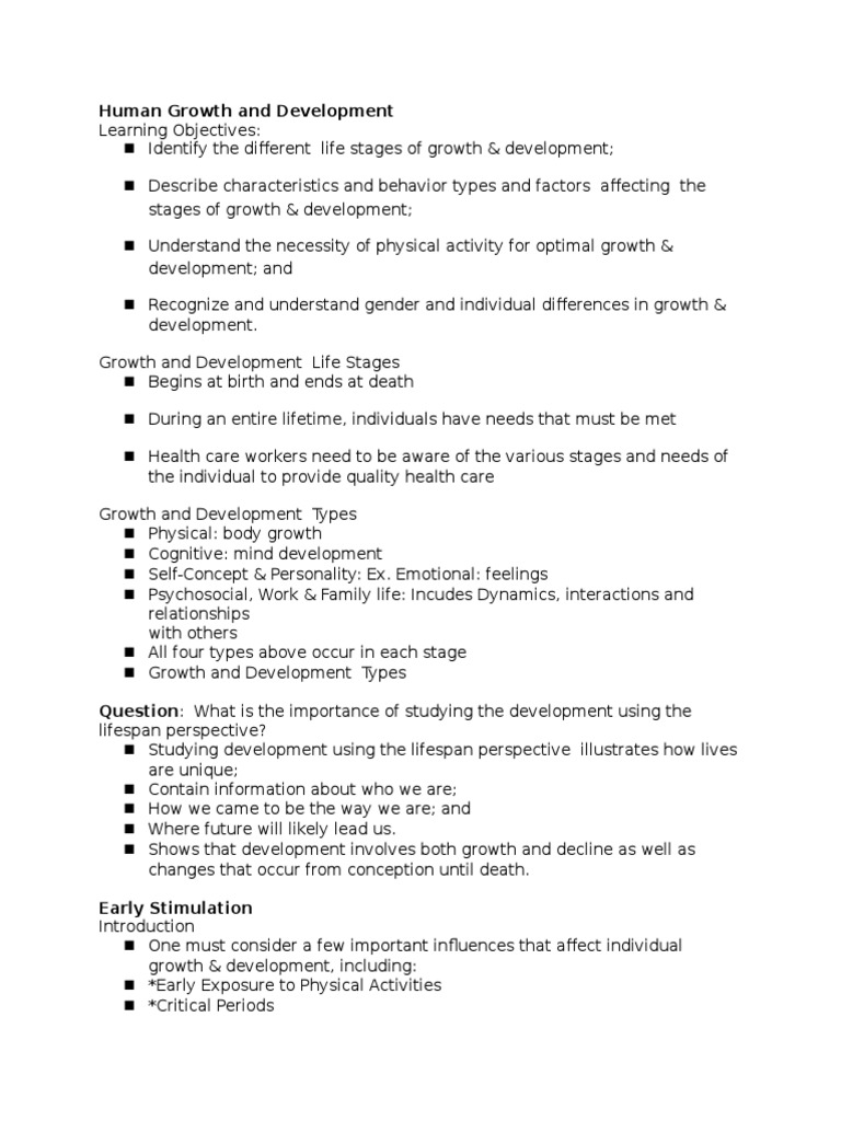 Understanding Human Growth and Development Across the Lifespan | PDF ...