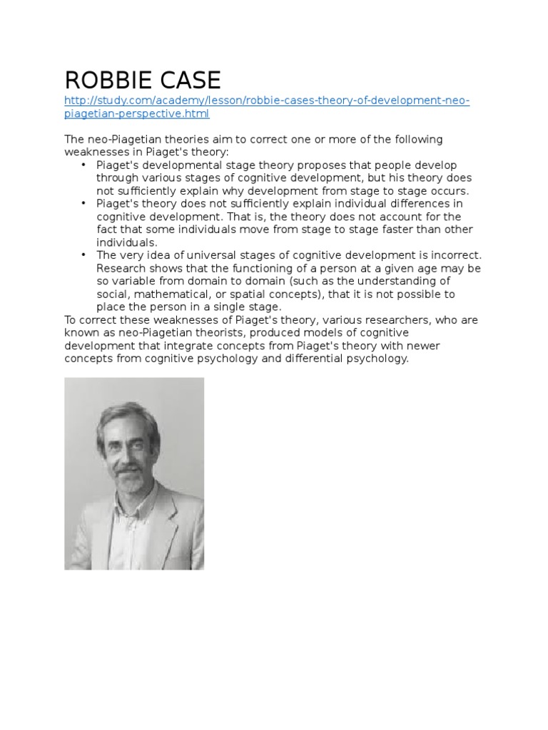 Robbie Case | PDF | Behavioural Sciences | Neuroscience