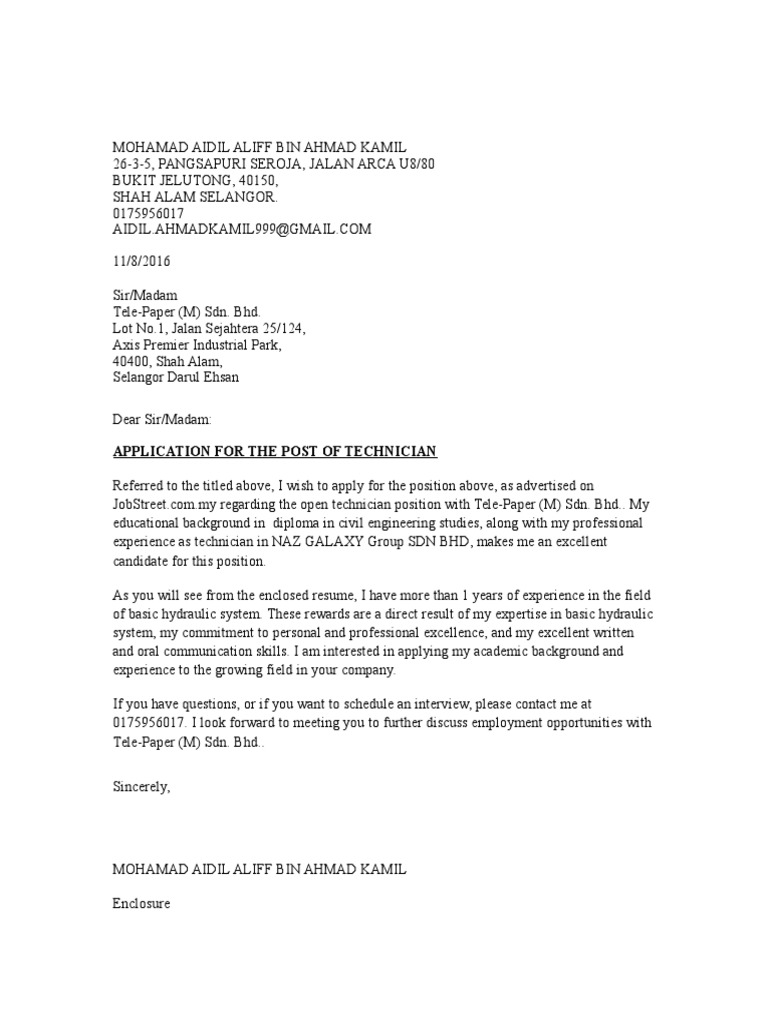 Cover Letter When Referred | PDF