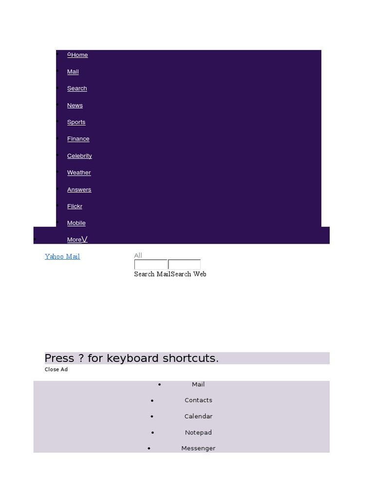 Press ? For Keyboard Shortcuts.: Home Mail Search News Sports Finance ...