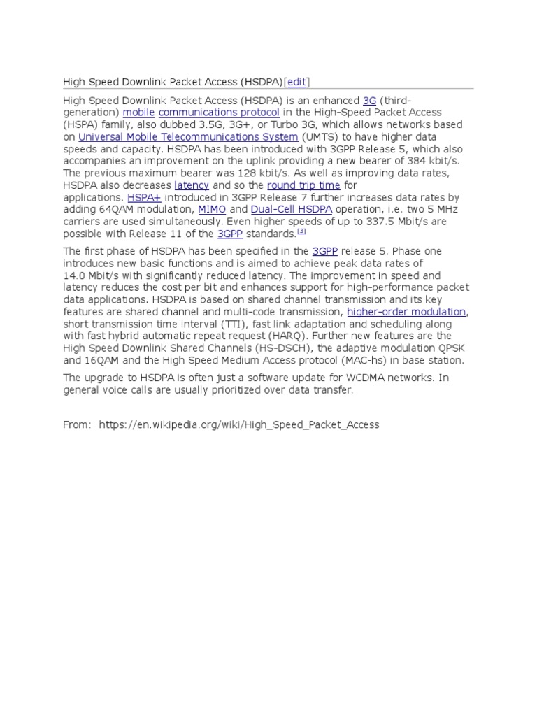 An Overview of High Speed Downlink Packet Access (HSDPA) and its Role ...