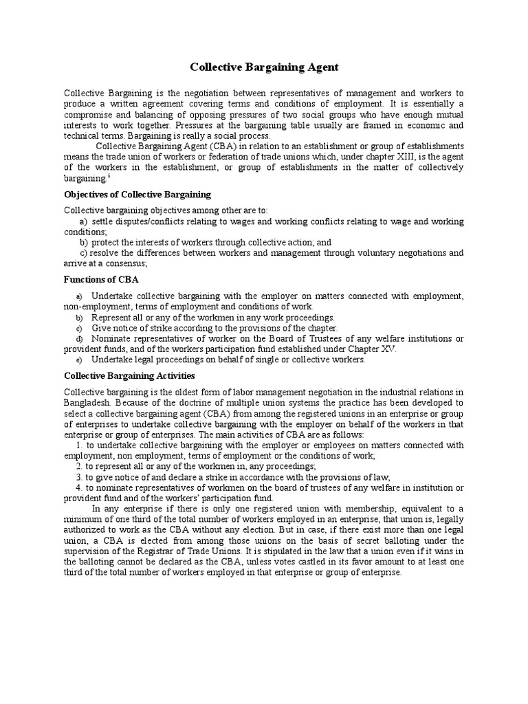 Collective Bargaining Agents | PDF | Collective Bargaining | Employment