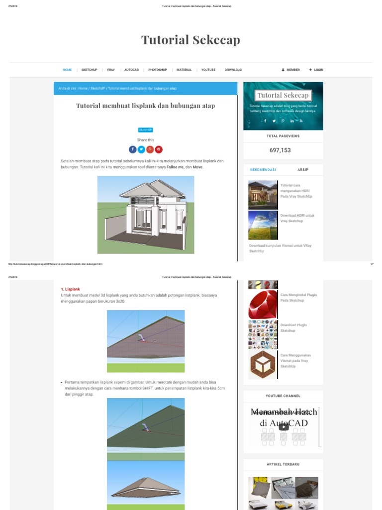 Tutorial Membuat Lisplank Dan Bubungan Atap - Tutorial Sekecap | PDF