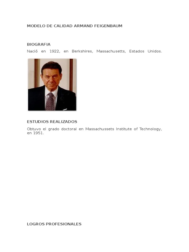 Modelo de Calidad Armand Feigenbaum | Calidad (comercial) | Business
