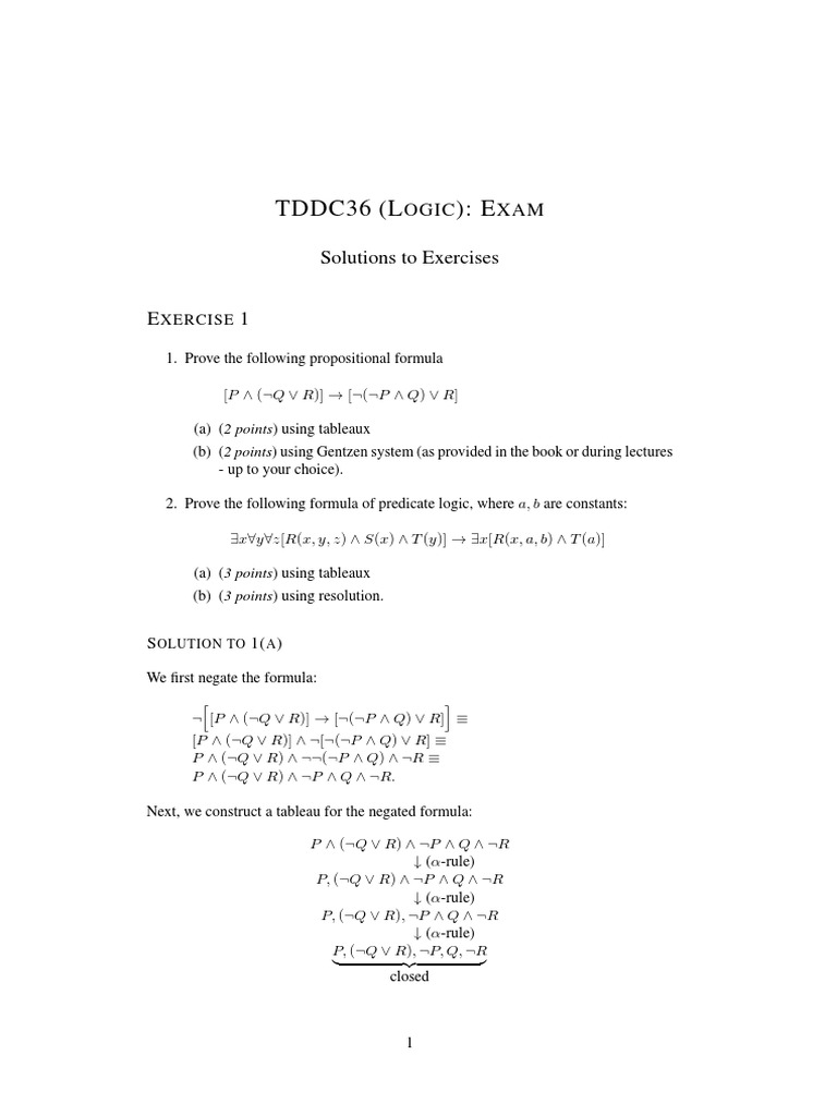 Exam solution in logic | Logical Expressions | Logic
