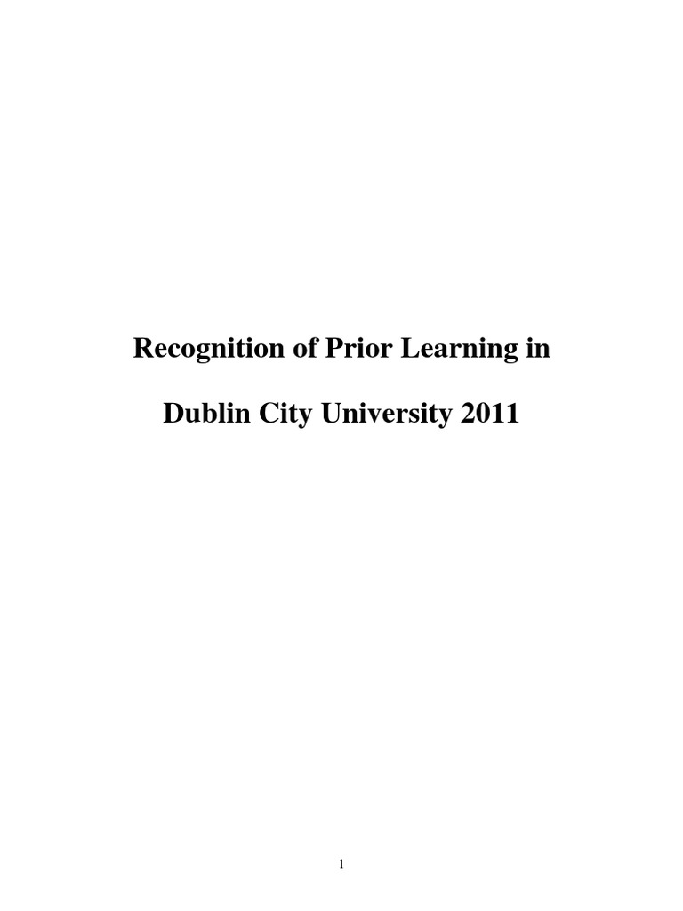 DCU Recognition of Prior Learning Policy | PDF | Academia | Cognition