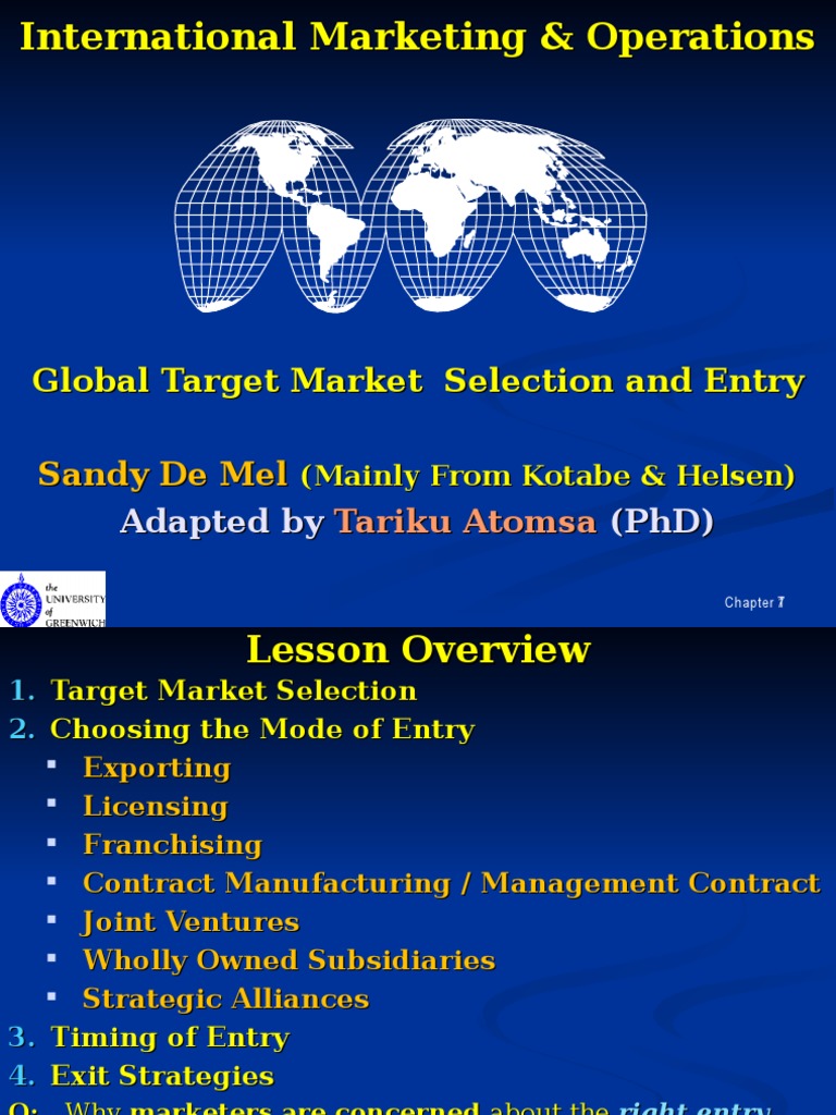 Lecture 5 Global Target Market Selection and Entry Strategies | PDF ...