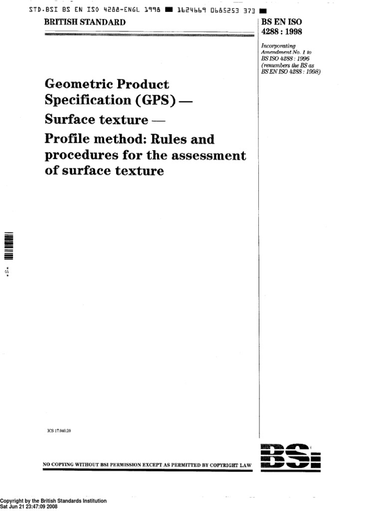 BS Iso 4288 - 1996 Amd1 | PDF