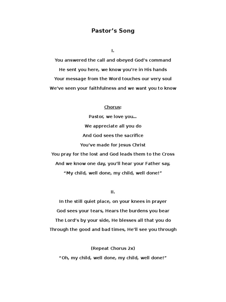 Tribute Song for Faithful Pastors | PDF