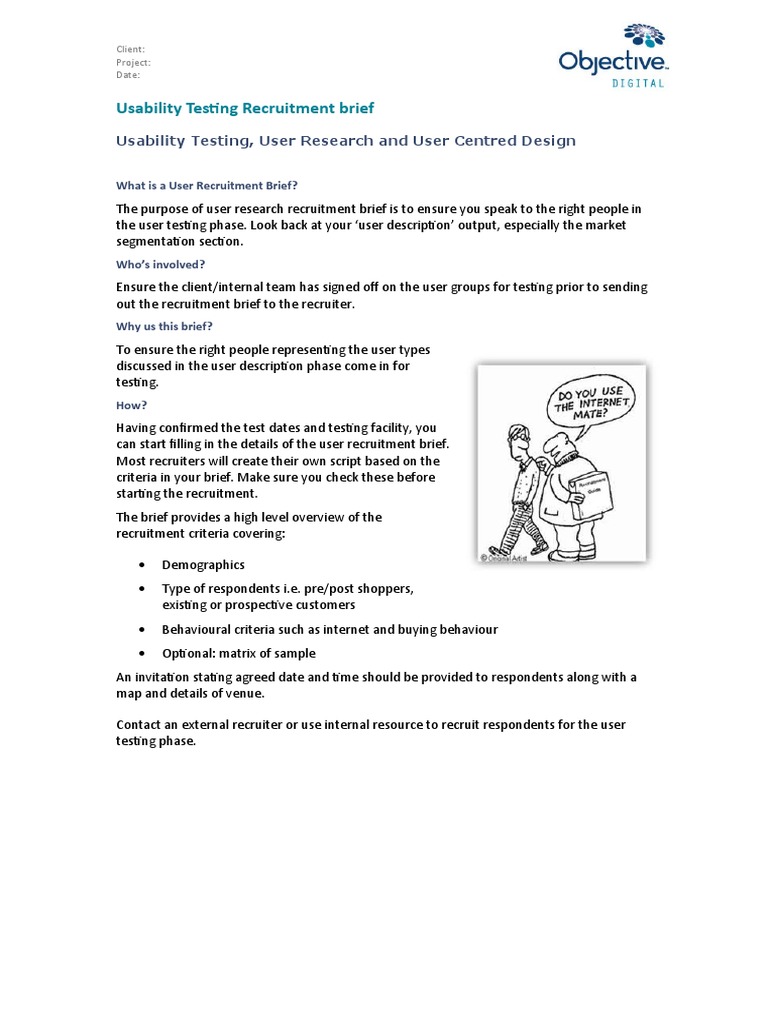 Usability Testing Recruitment Guide | PDF | Usability | Evaluation Methods