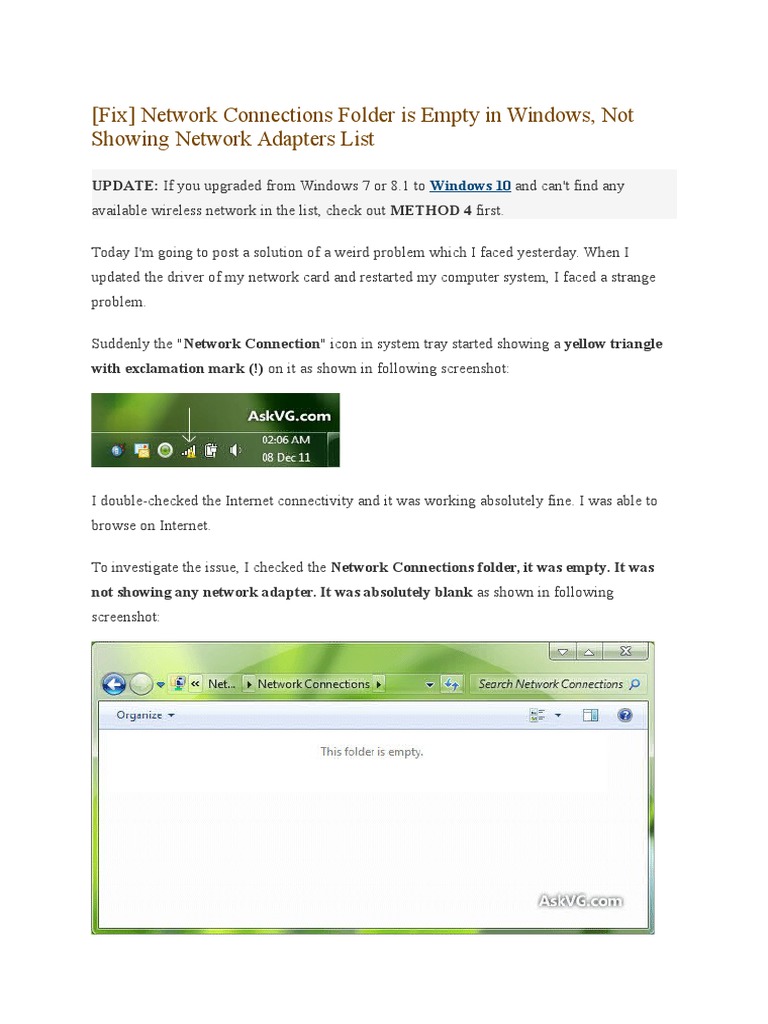 (Fix) Network Connections Folder Is Empty in Windows, Not Showing ...