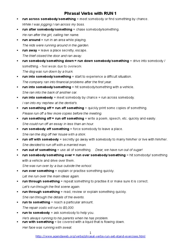 Phrasal Verb With Run 1 | PDF