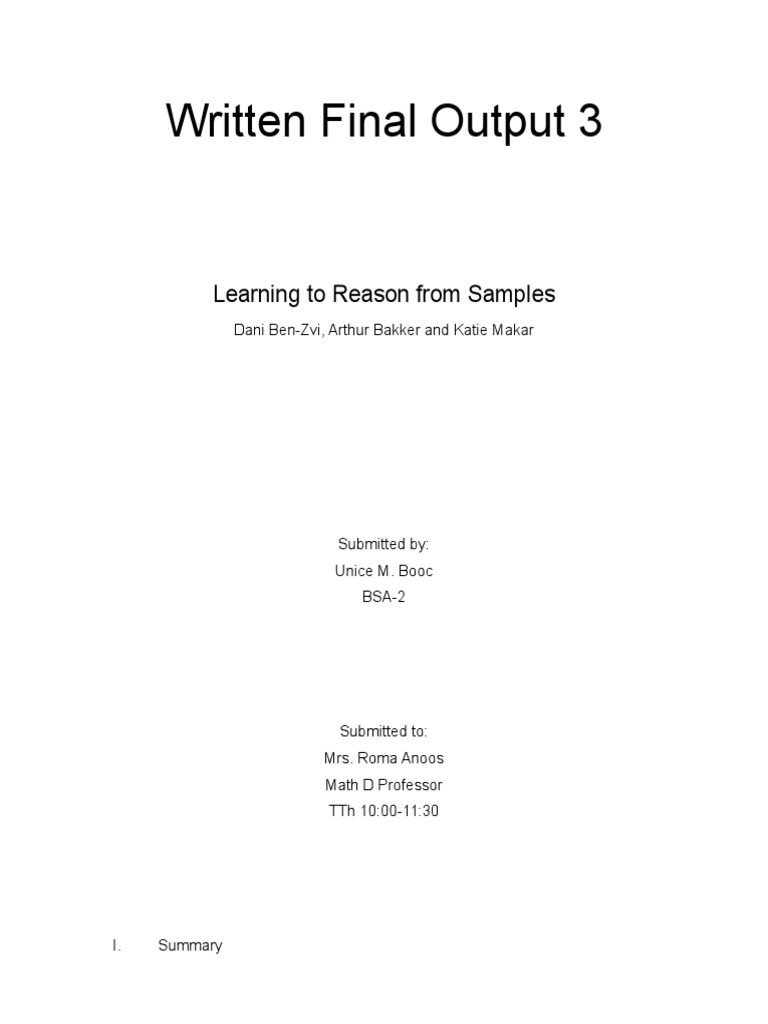 Learning To Reason From Samples | PDF | Statistics | Sampling (Statistics)