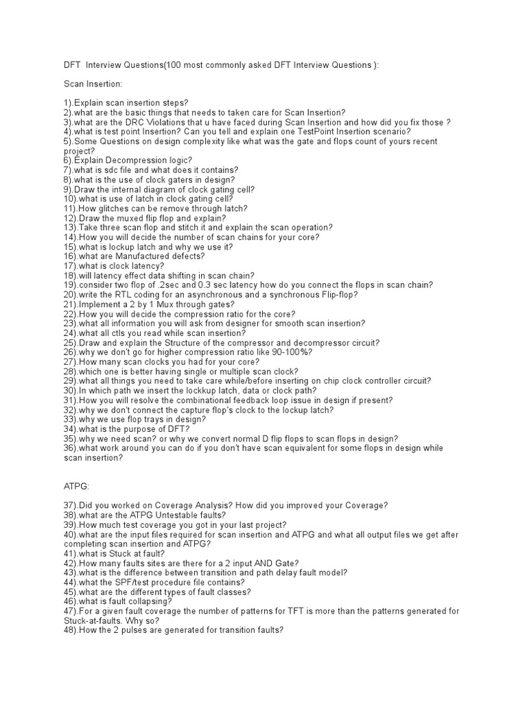 DFT Interview Questions | PDF | Computer Architecture | Electronic Design