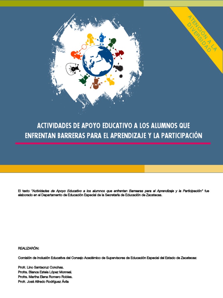 Actividades de Apoyo Educativo A Los Alumnos Que Enfrentan Barreras para El Aprendizaje y La ...