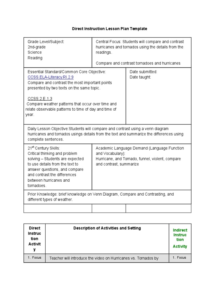 2nd Grade Lesson: Hurricanes vs. Tornadoes | PDF | Lesson Plan | Pedagogy