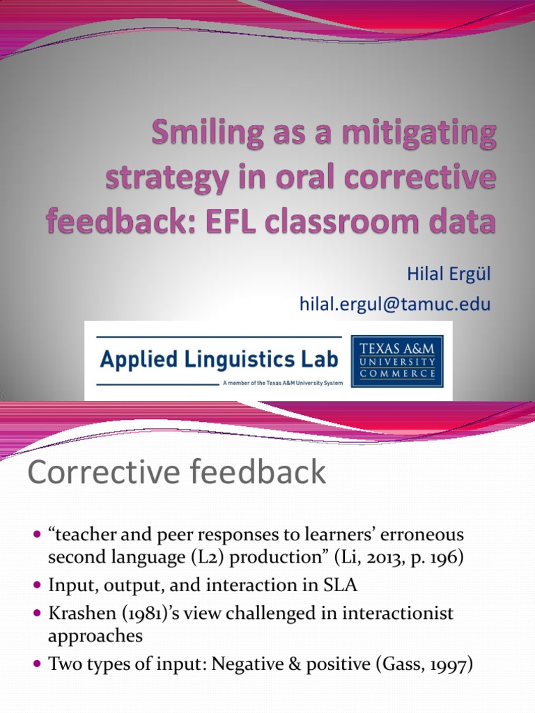 Smiling As A Mitigating Strategy in Oral Corrective Feedback: EFL ...