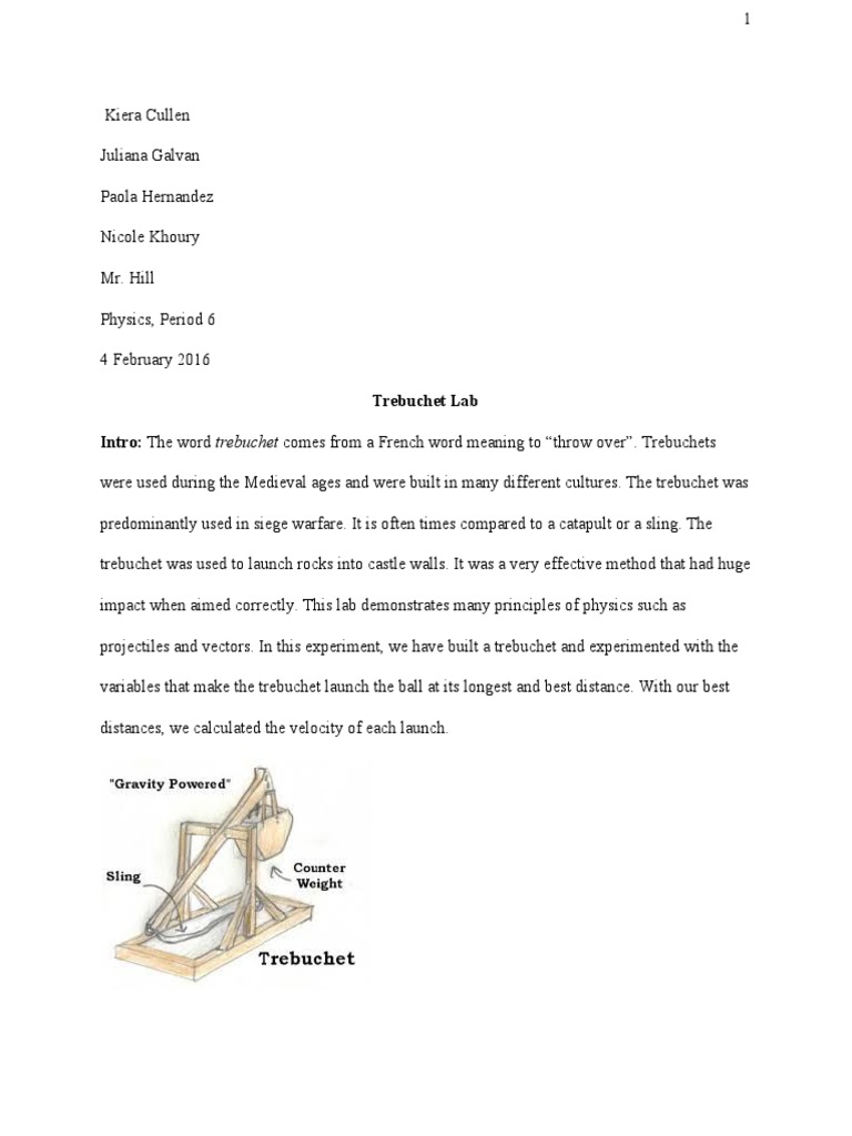 Trebuchet Lab: Physics Experiment Results | PDF | Nature