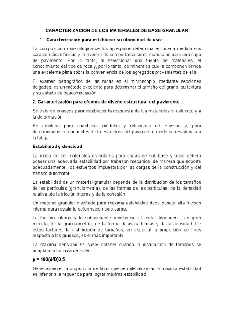 Caracterizacion de Los Materiales de Base Granular | PDF | Fatiga (material) | Permeabilidad ...