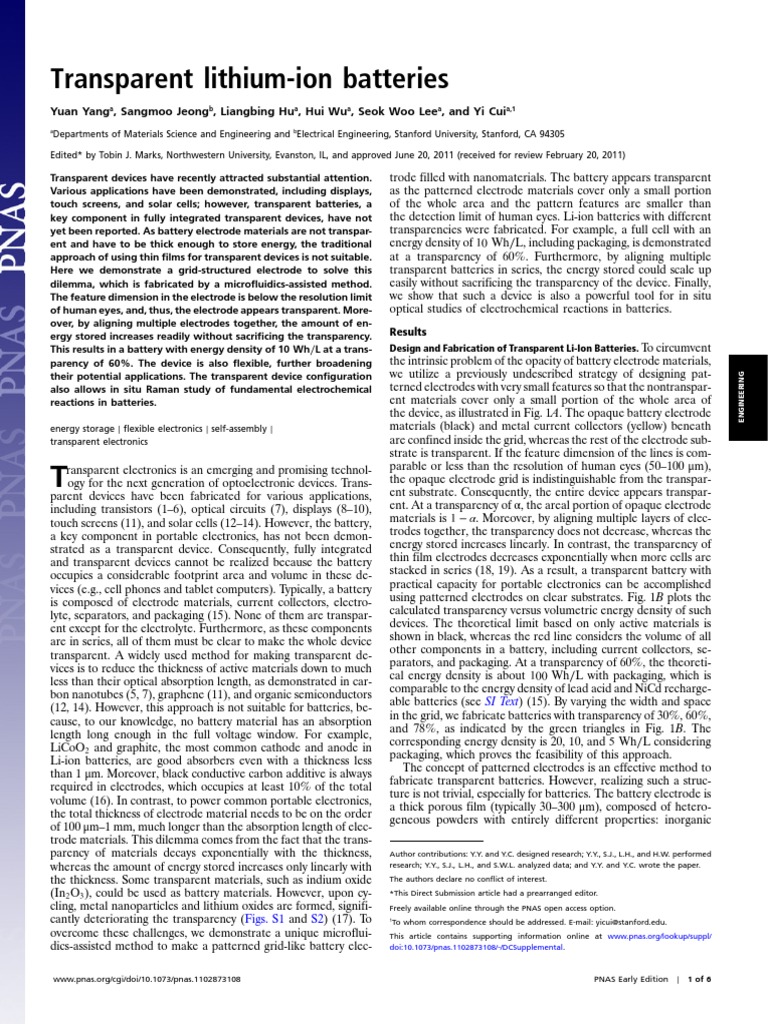 Transparent Lithium-Ion Batteries | PDF | Lithium Ion Battery | Battery ...