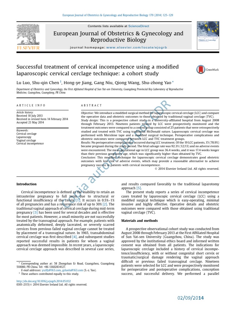 2014 179 0 Successful Treatment of Cervical Incompetence Using A ...