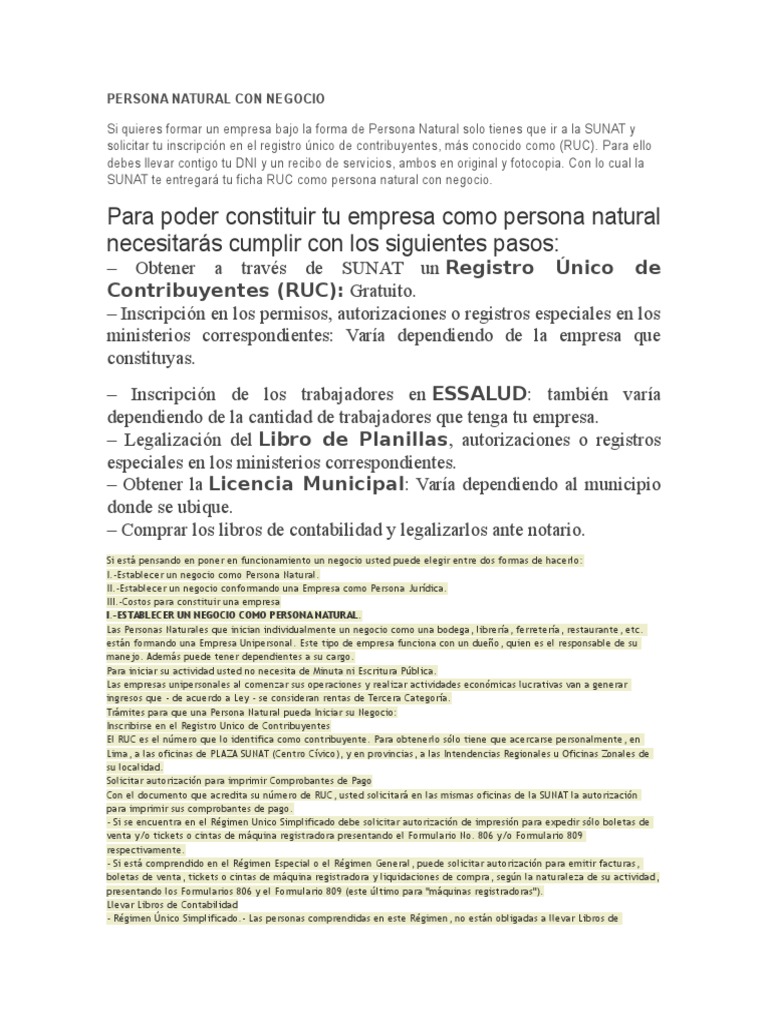 Persona Natural Con Negocio | PDF | Compañía de responsabilidad ...