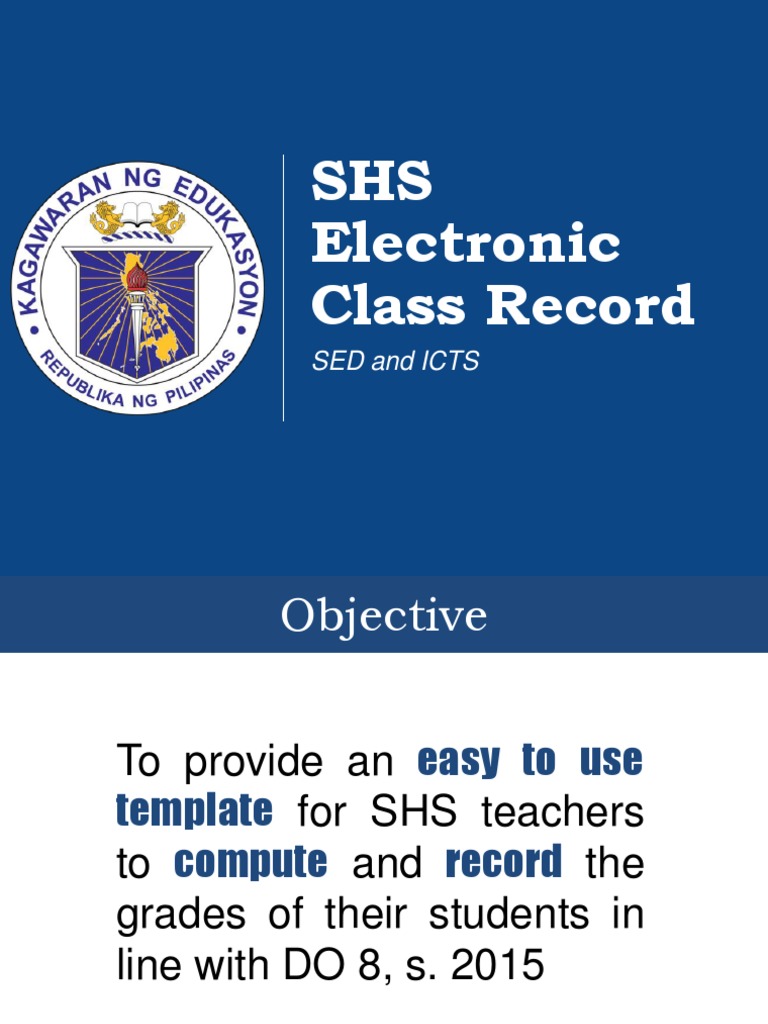 SHS Electronic Class Record: Sed and Icts | PDF