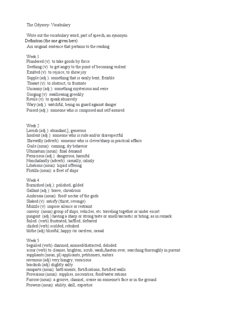 Odyssey Vocabulary Words ALL | PDF | Adjective | Semantics