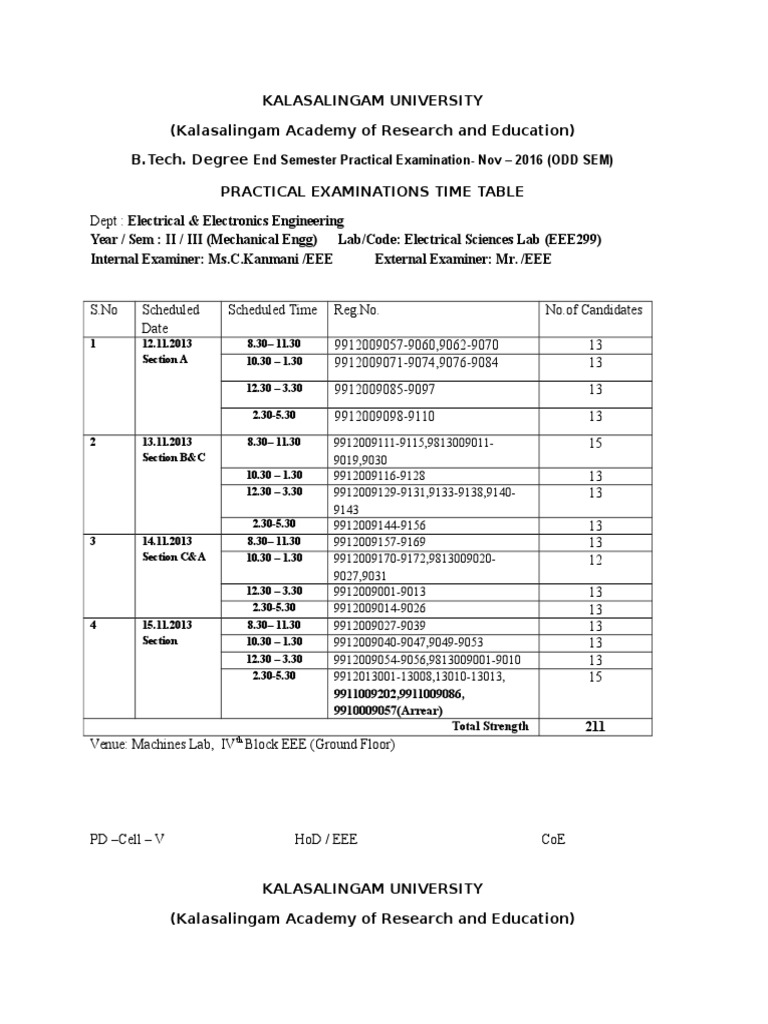 Mechanical Time Table | PDF