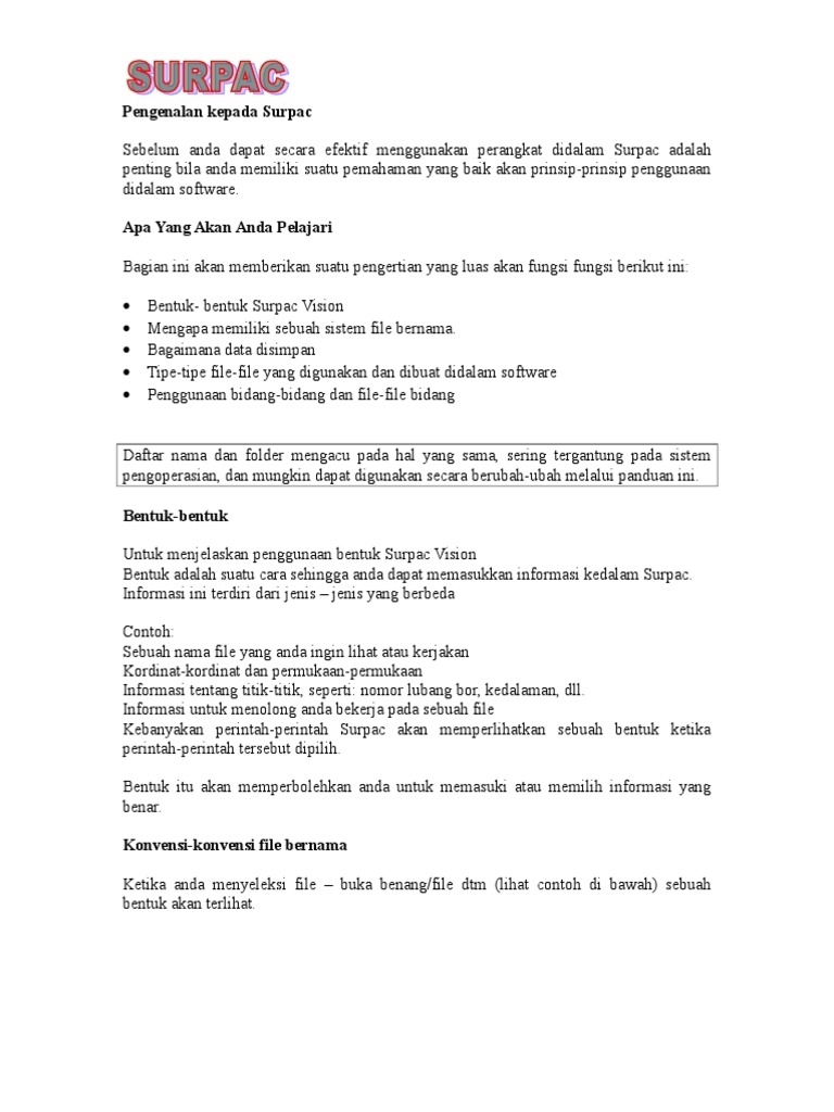 Pengenalan Surpac | PDF