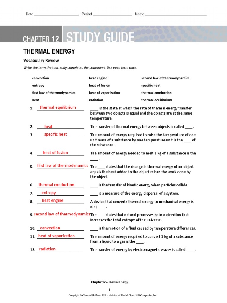 CH 12 Study Guide | PDF | Heat | Temperature