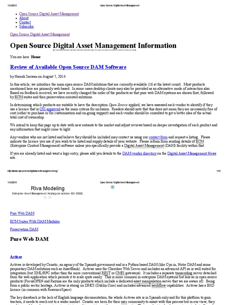 Open Source Digital Asset Management | PDF | Php | Web Application