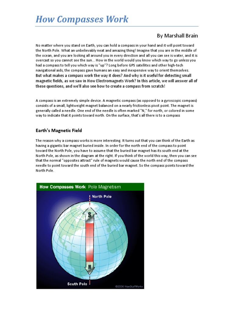 How Compasses Work: by Marshall Brain | PDF | Compass | Earth