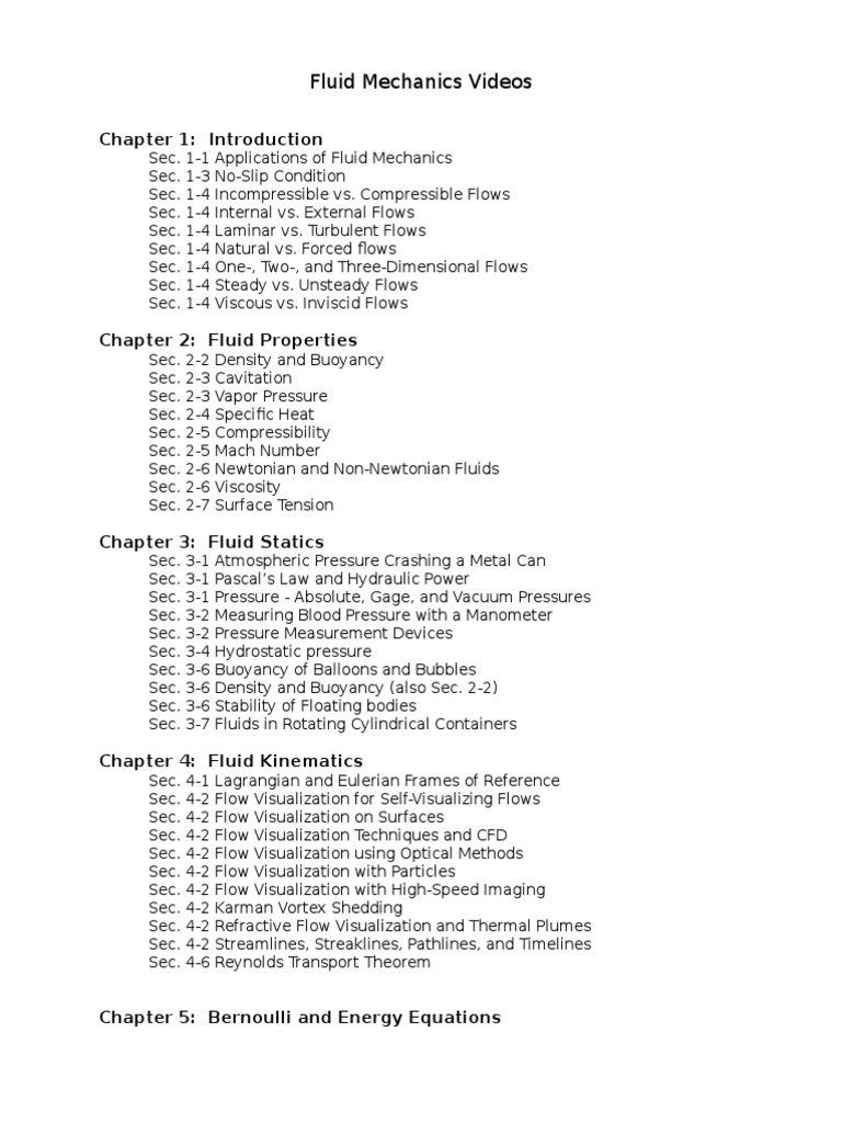 Fluid Mechanics Videos: Chapter 1: Introduction | PDF | Fluid Mechanics ...