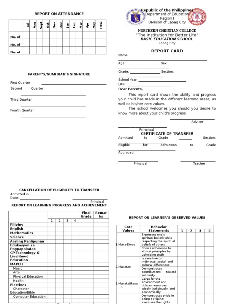 Report On Attendance Republic of The Philippines: "The Institution For ...