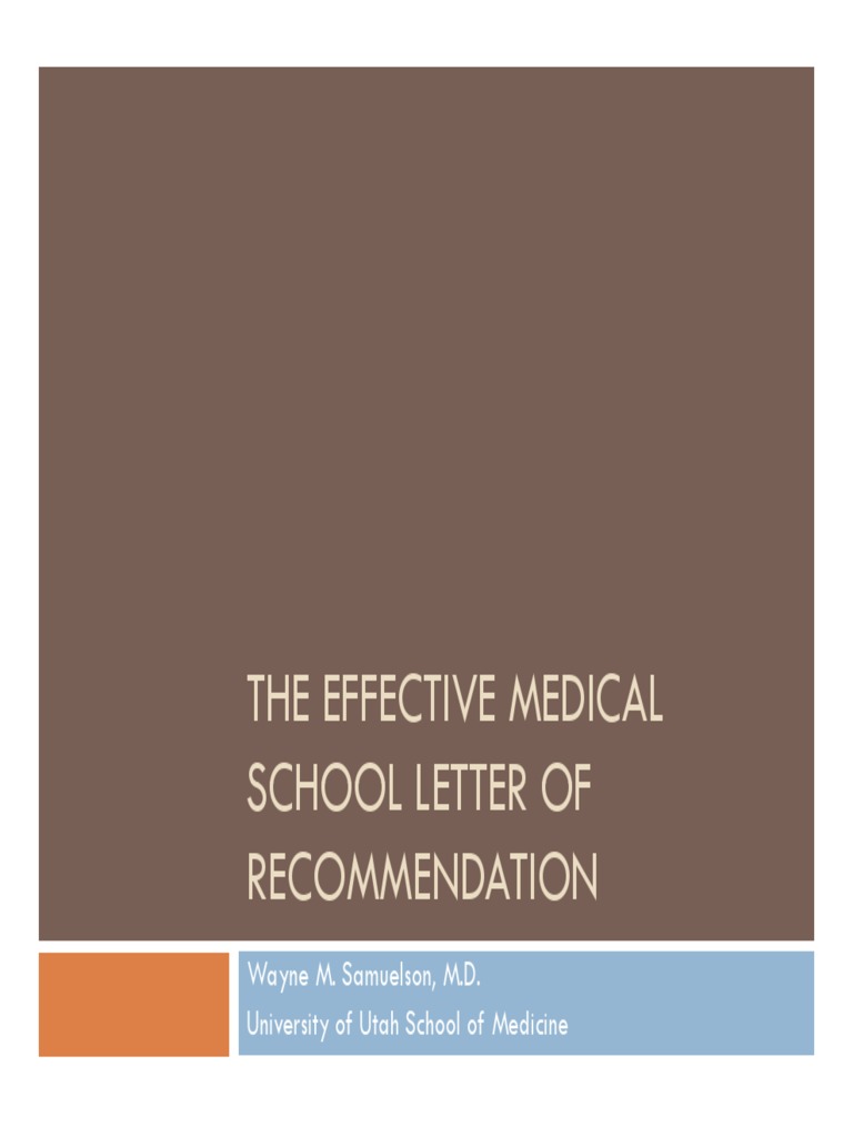 The Effective Medical School Letter of Recommendation | PDF | Medical ...